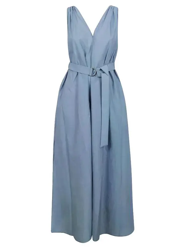 Brunello Cucinelli Belted V-neck Midi Dress - Blue