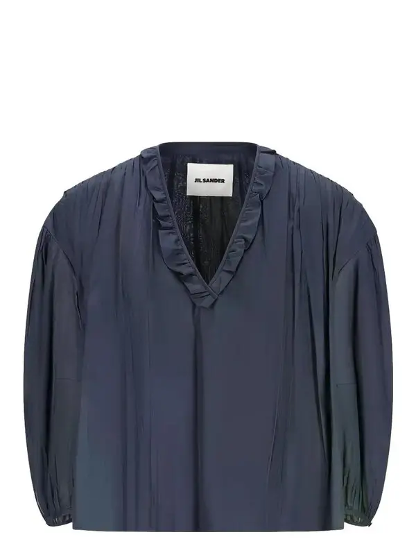 JIL SANDER Ruffled Pleated Blouse - Blue