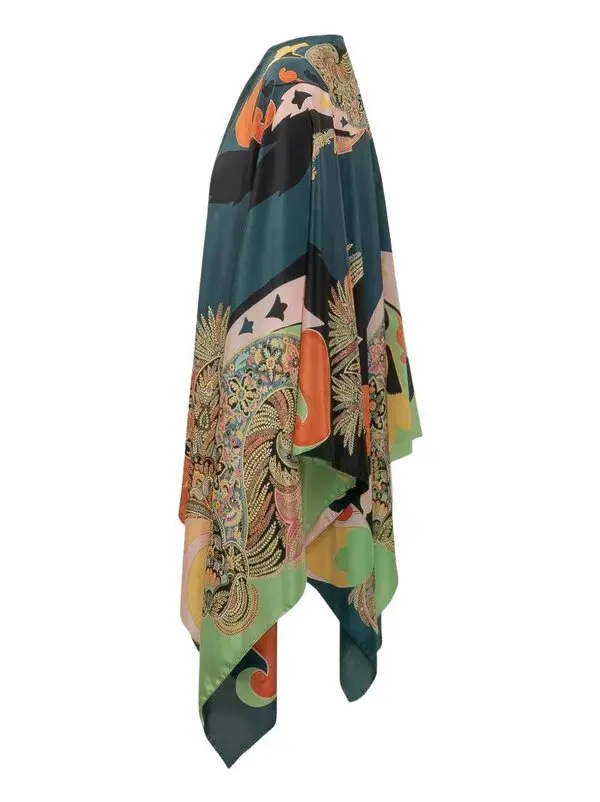 Etro Paisley-print Draped Poncho - Blue