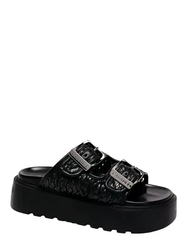 Casadei Suncity Woven Buckle-strap Sandals - Black