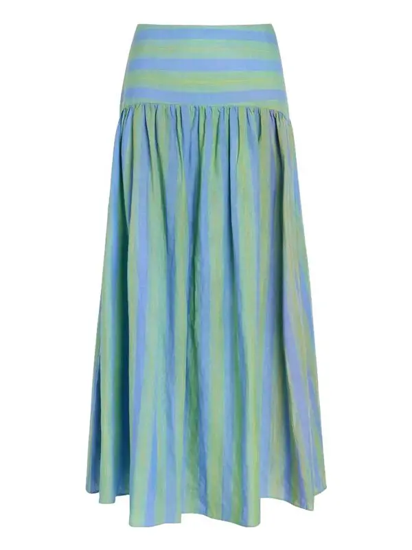 Staud Procida Striped Linen Skirt - Blue