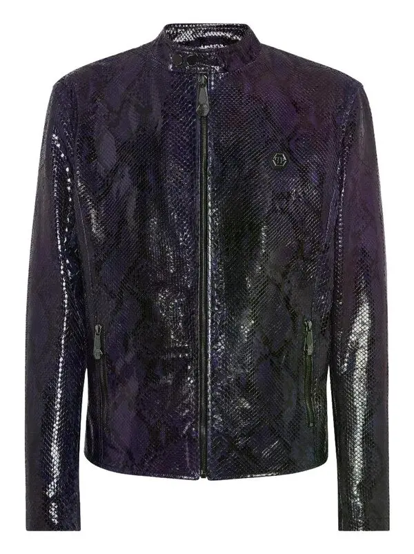 Philipp Plein Snakeskin-effect Jacket - Purple