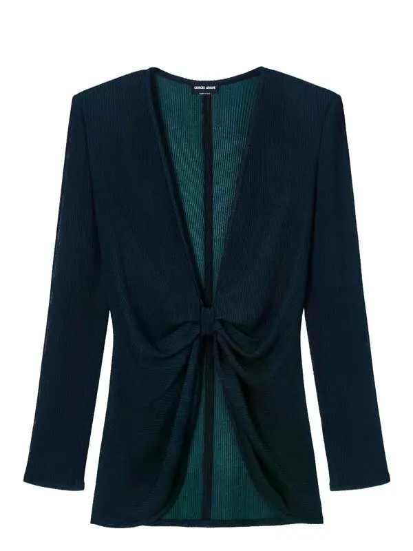 Giorgio Armani Ribbed Knot-detail Cardigan - Blue