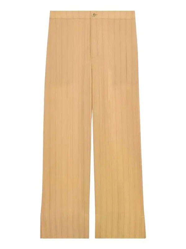 Saint Laurent Pinstriped Wide-leg Trousers - Neutrals