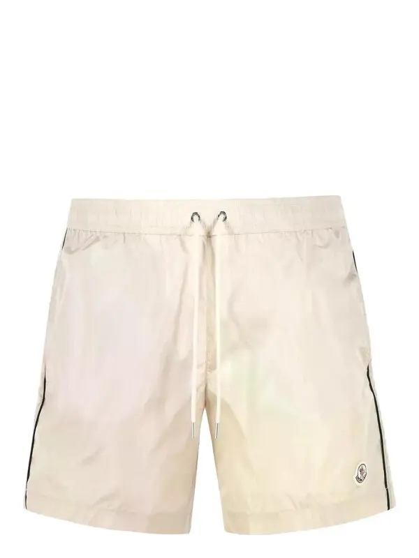 Moncler Logo-patch Drawstring Swim Shorts - Neutrals