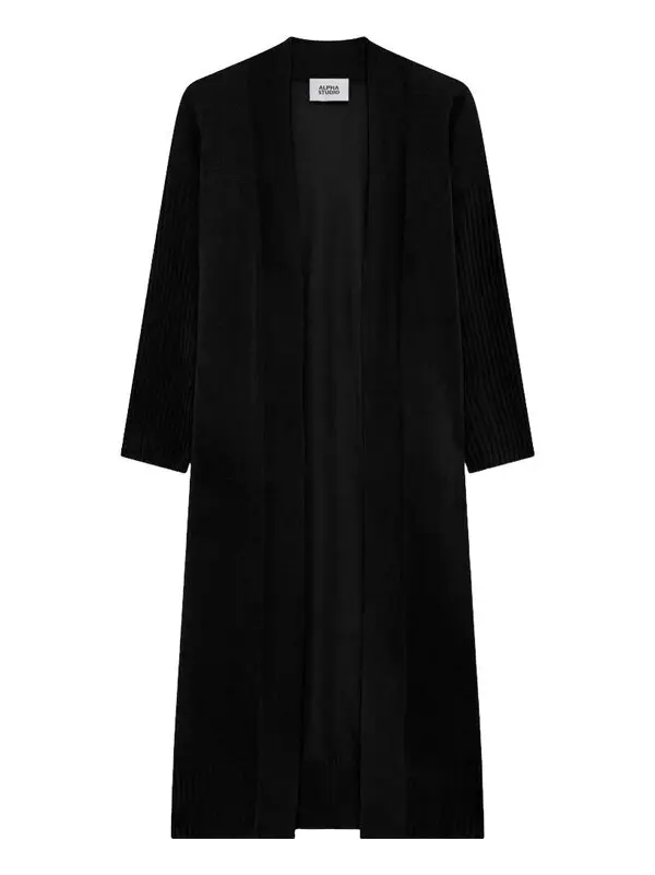 Alpha Studio Ribbed-knit Longline Cardigan - Black