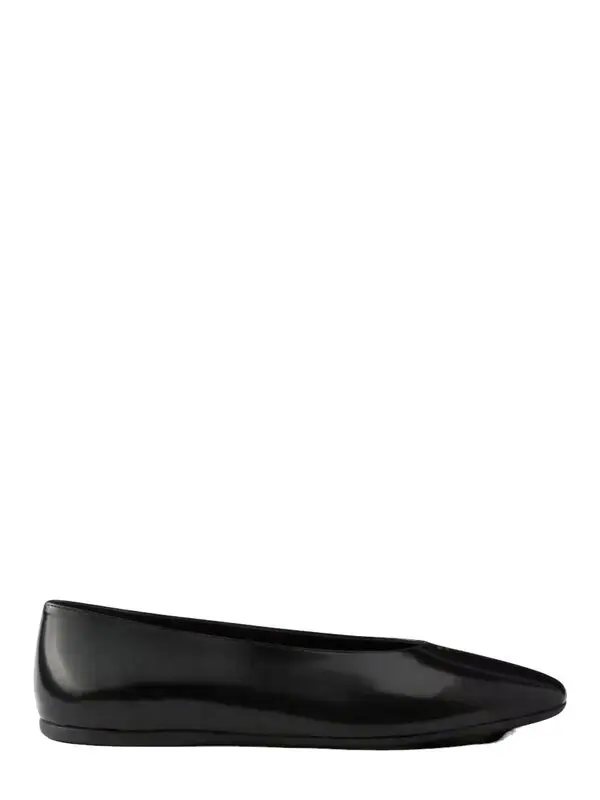 Prada Brushed Leather Ballerinas - Black