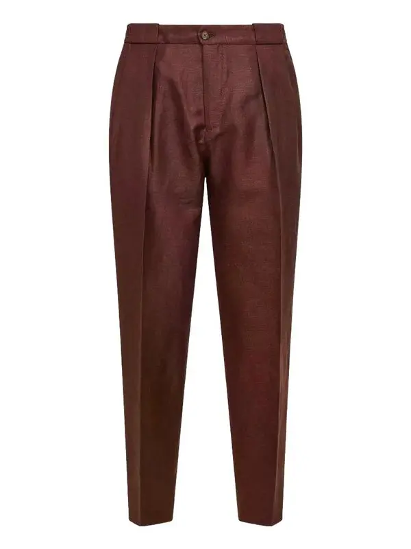 BRIGLIA 1949 Pleated Tapered Trousers - Brown