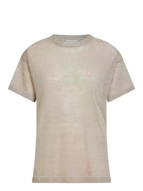 Brunello Cucinelli Ribbed-knit Short-sleeve Sweater - Neutrals