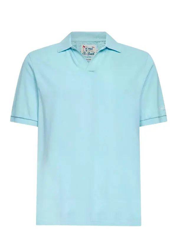 MC2 SAINT BARTH Embroidered-logo Piqué T-shirt - Blue
