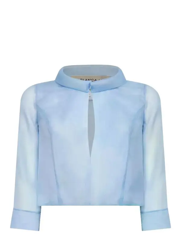 BLANCA VITA Funnel-neck Cropped Jacket - Blue