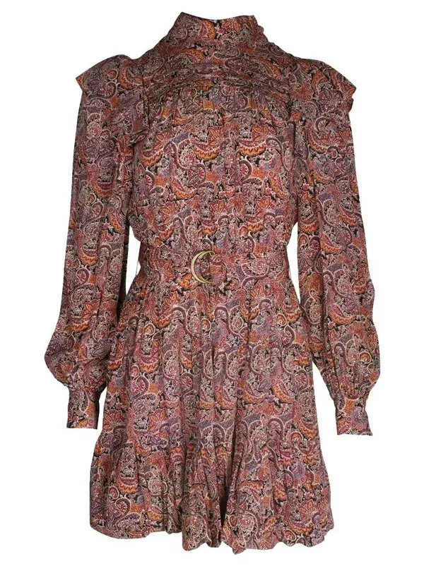 Ulla Johnson Luna Long-sleeve Ruffled Mini Dress - Red