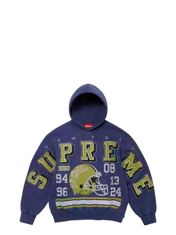 Supreme Studded Graphic-print Hoodie - Blue