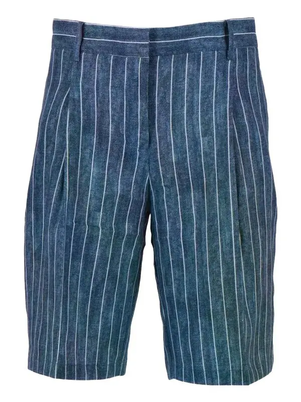 ERMANNO FIRENZE Pinstripe Pleated Shorts - Blue