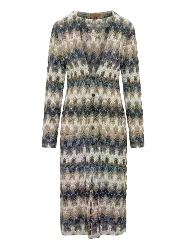 Missoni Zigzag Knit Metallic-thread Cardigan - Neutrals