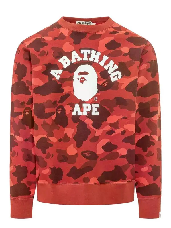 A BATHING APE Camouflage-print Logo-print Sweater - Red