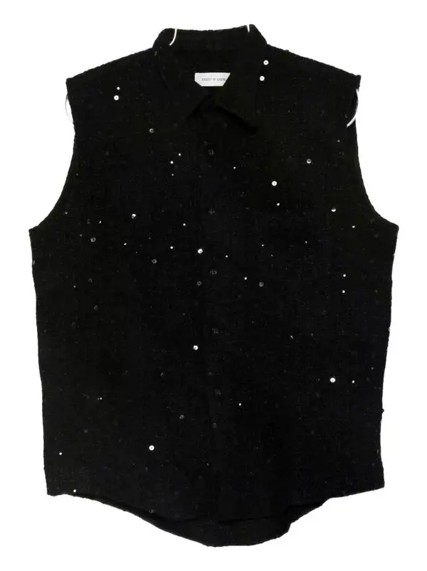 ERNEST W. BAKER Sequin-embellished Sleeveless Shirt - Black