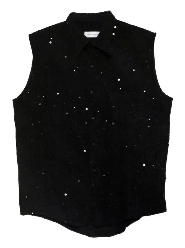 ERNEST W. BAKER Sequin-embellished Sleeveless Shirt - Black