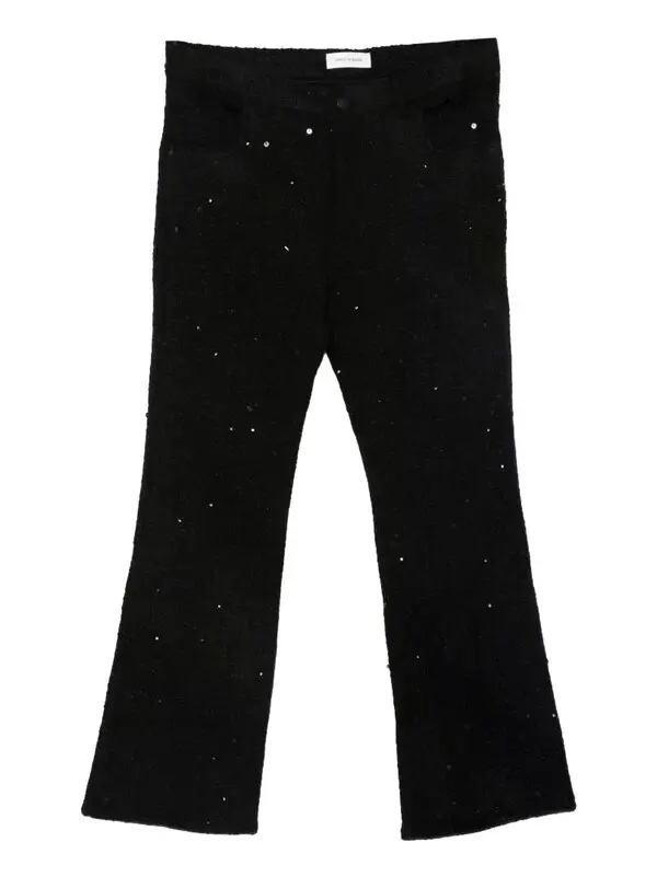 ERNEST W. BAKER Sequin-embellished Bouclé-knit Trousers - Black
