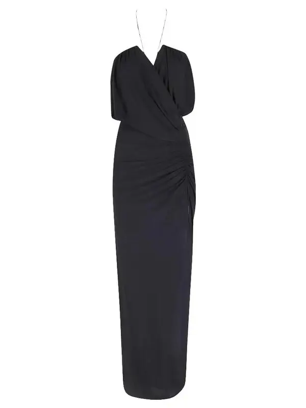 AMAZUIN Giselle Ruched Wrap-style Maxi Dress - Black