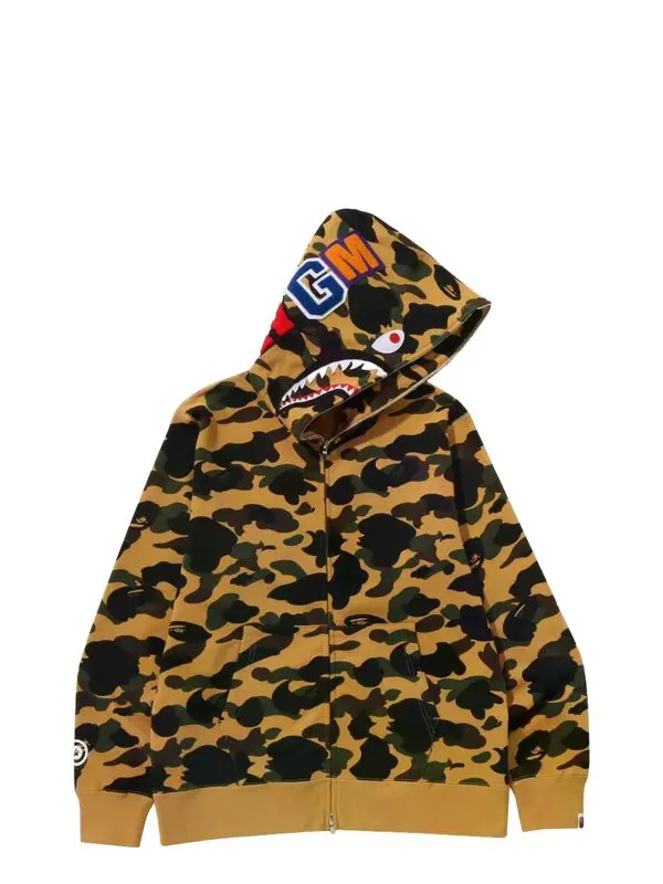 A BATHING APE Shark Camouflage-print Zip-up Hoodie - Yellow