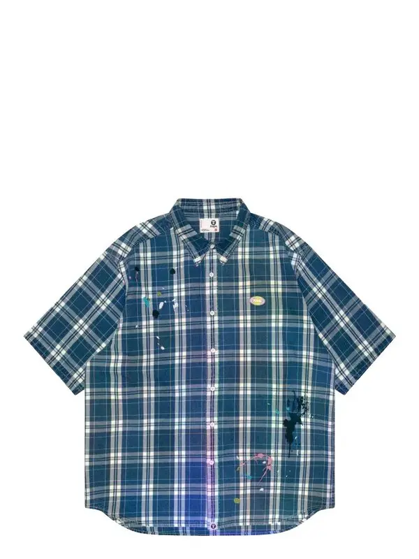 AAPE BY *A BATHING APE Splatter Plaid Shirt - Blue