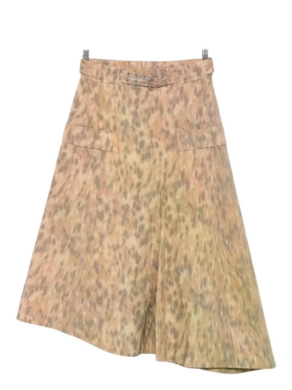 GANNI Leopard-print Belted Skirt - Neutrals