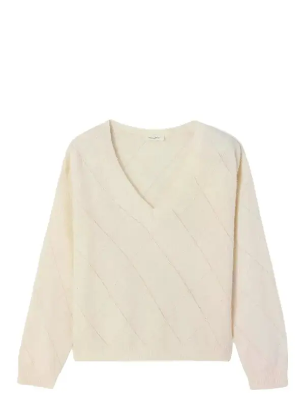 American Vintage Diamond-knit V-neck Sweater - Neutrals