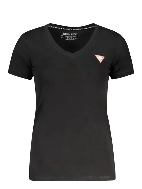 Guess Logo-patch V-neck T-shirt - Black