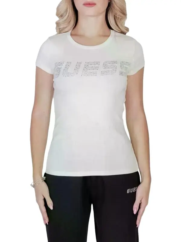 Guess Rhinestone-logo T-shirt - White
