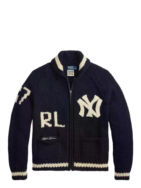 Polo Ralph Lauren Logo-patch Chunky-knit Cardigan - Blue