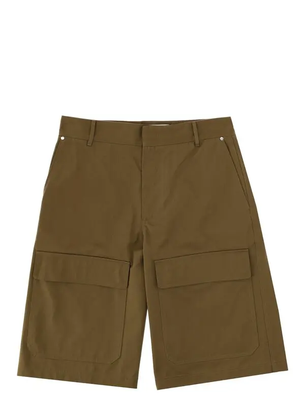 MSGM Cotton Shorts With Logo Patch - Green