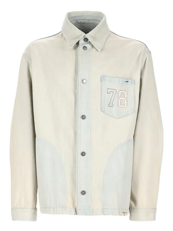 GOLDEN GOOSE Denim Jacket With Embroidered Pocket - Beige