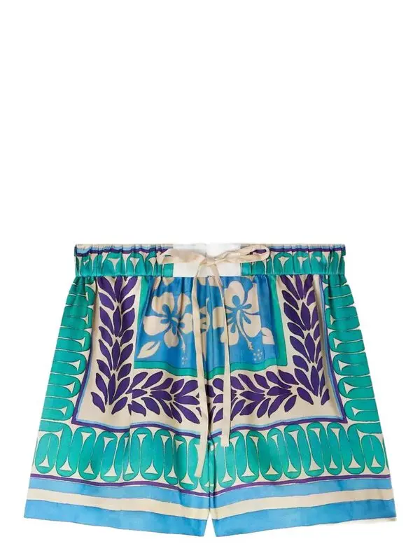 Sandro Floral Print Corduroy Shorts - Green