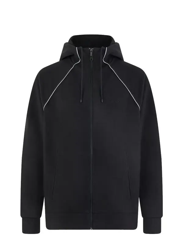 BOSS Zip-up Hoodie With Piping Detail - Black