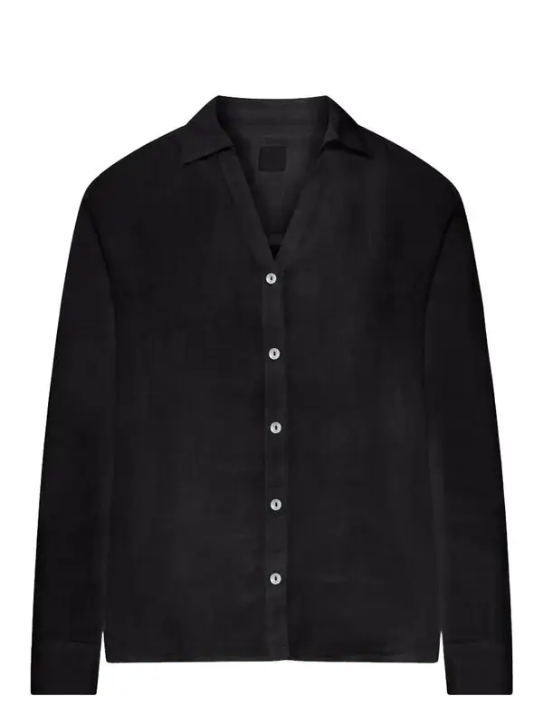 120% Lino Long-sleeve Linen Shirt - Black