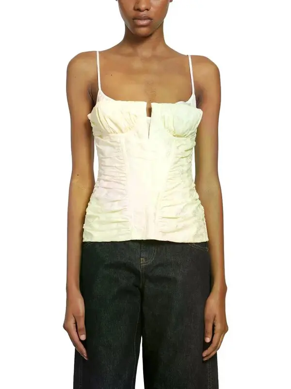 Alexander McQueen Floral-jacquard Ruched Corset Top - Neutrals