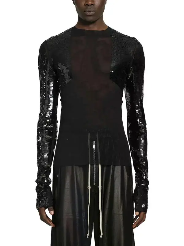 Rick Owens Temple Dennis Sequin-embellished T-shirt - Black