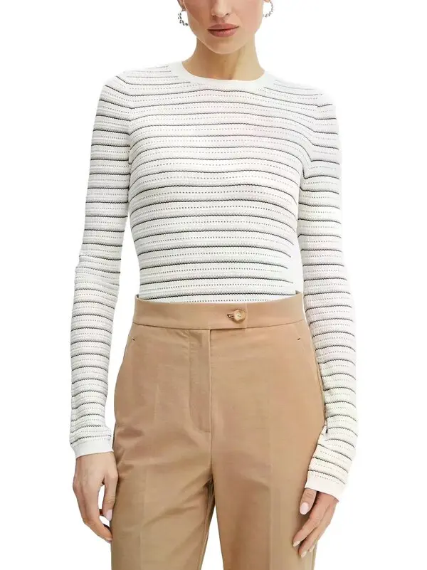 Guess Kyla Striped Knitted Top - White