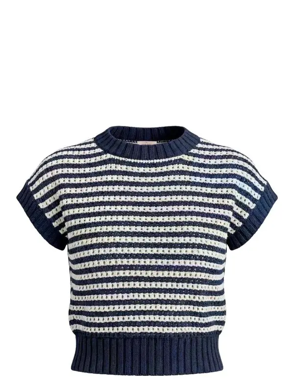 GRAN SASSO Striped Open-knit Top - Blue