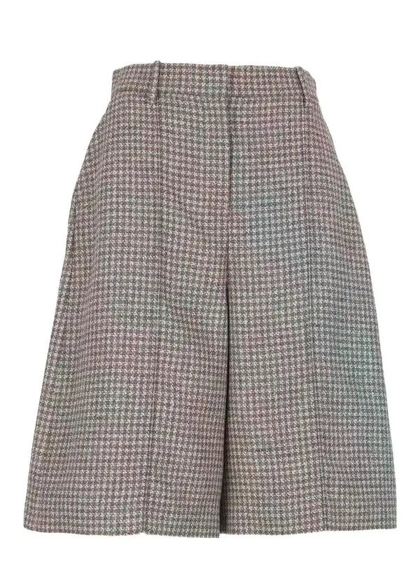 Agnona Houndstooth Wide-leg Shorts - Brown