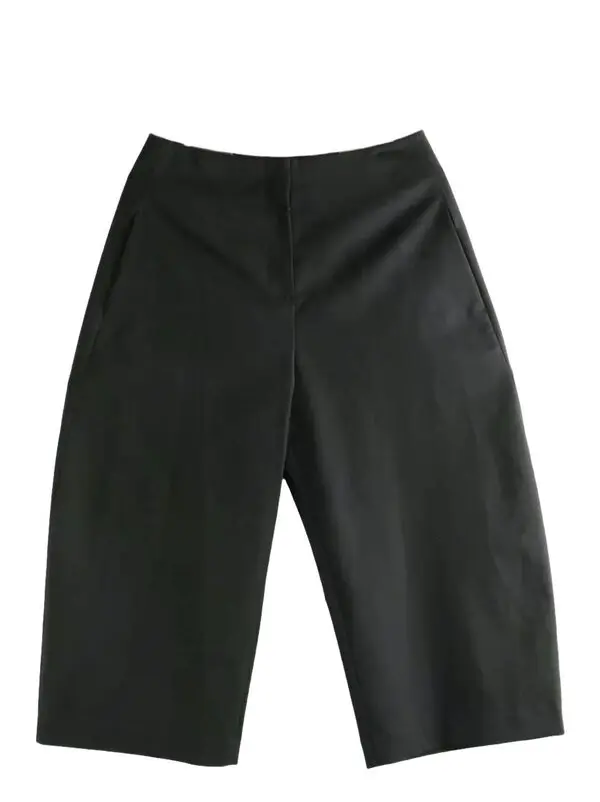 AMOMENTO Cropped Wide-leg Trousers - Black