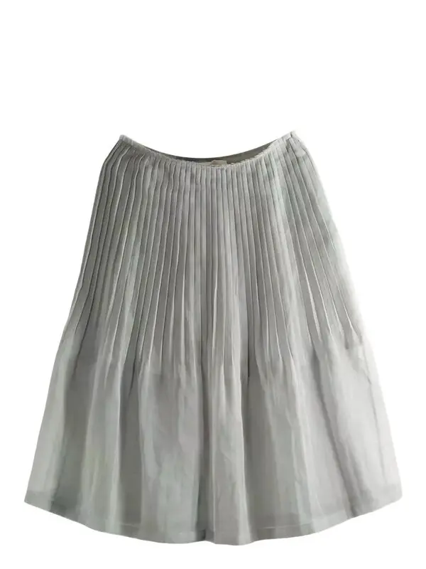 AMOMENTO Pleated Sheer A-line Skirt - Grey