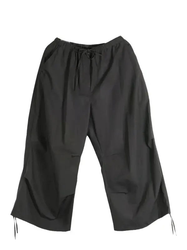 AMOMENTO Drawstring-cuff Capri Trousers - Black