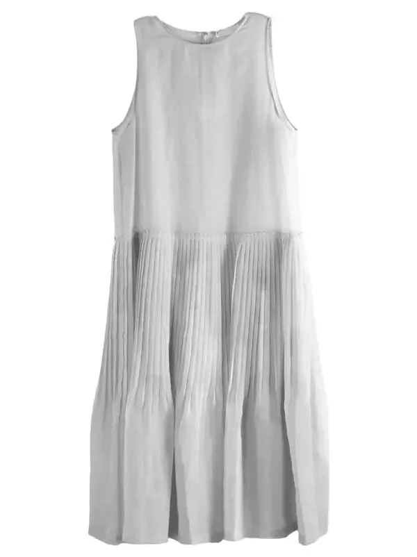 AMOMENTO Sheer Pleated Dress - Grey