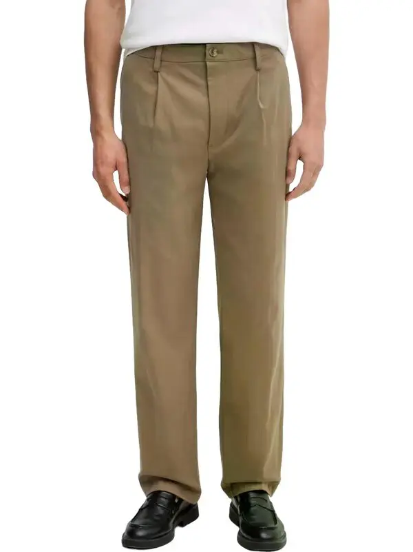 Guess Pleated Twill Trousers - Neutrals