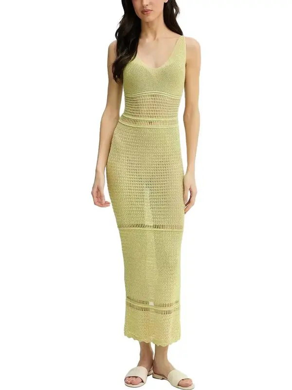 Guess Openwork Knitted Maxi Dress - Green