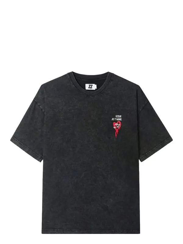 Izzue Acid-wash Graphic-print T-shirt - Grey