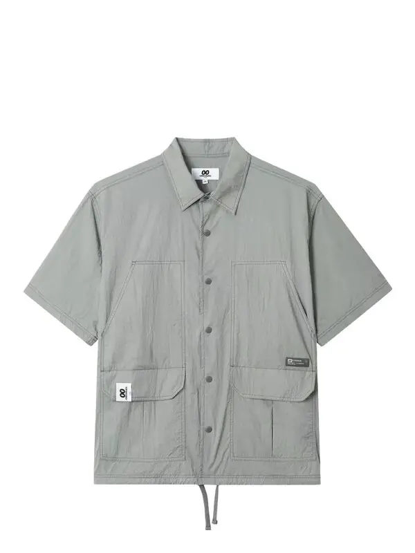 CHOCOOLATE Drawstring-hem Short-sleeve Shirt - Grey