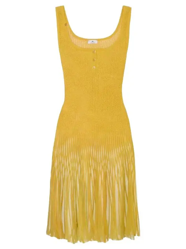 Elisabetta Franchi Button Plissé Dress - Yellow